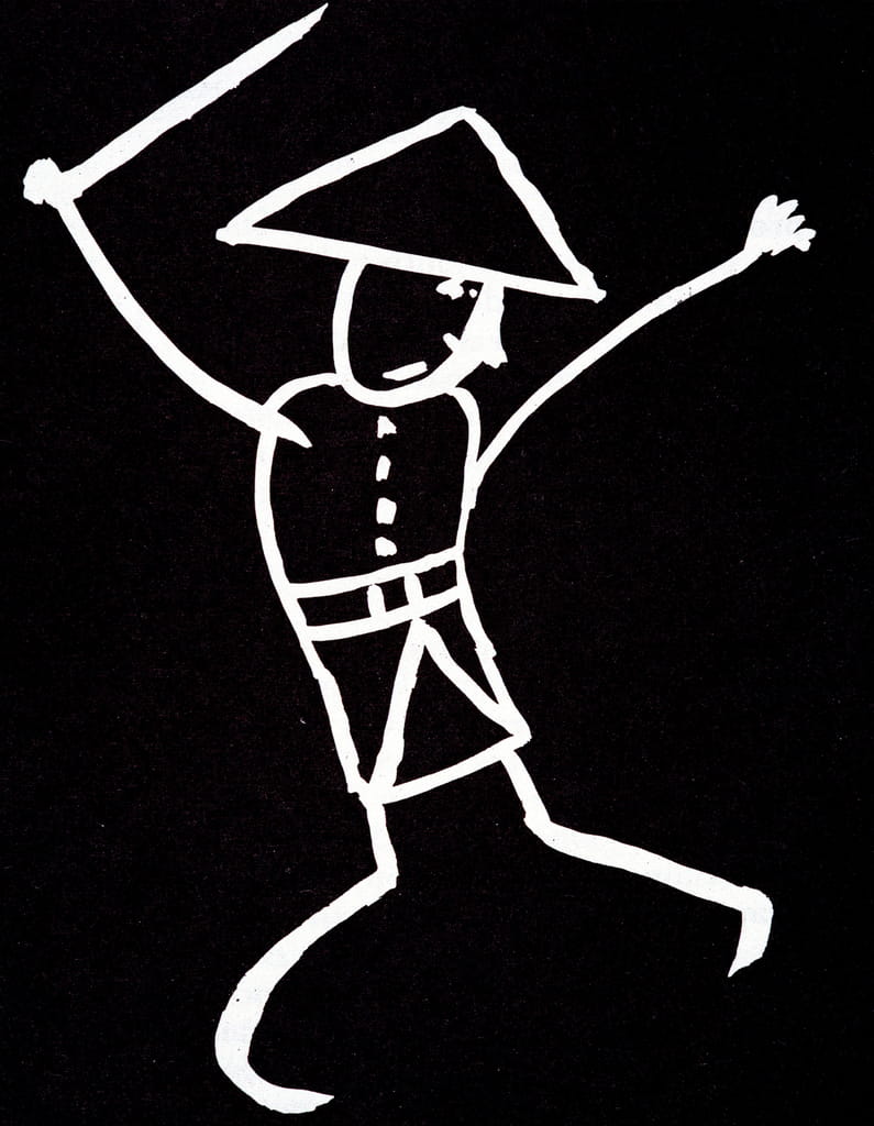 Character with hat, uniform and swinged. Anime drawing by Emile Cohl ...