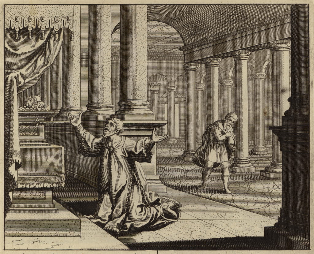 Parable of the Pharisee and the Tax Collector (engraving)