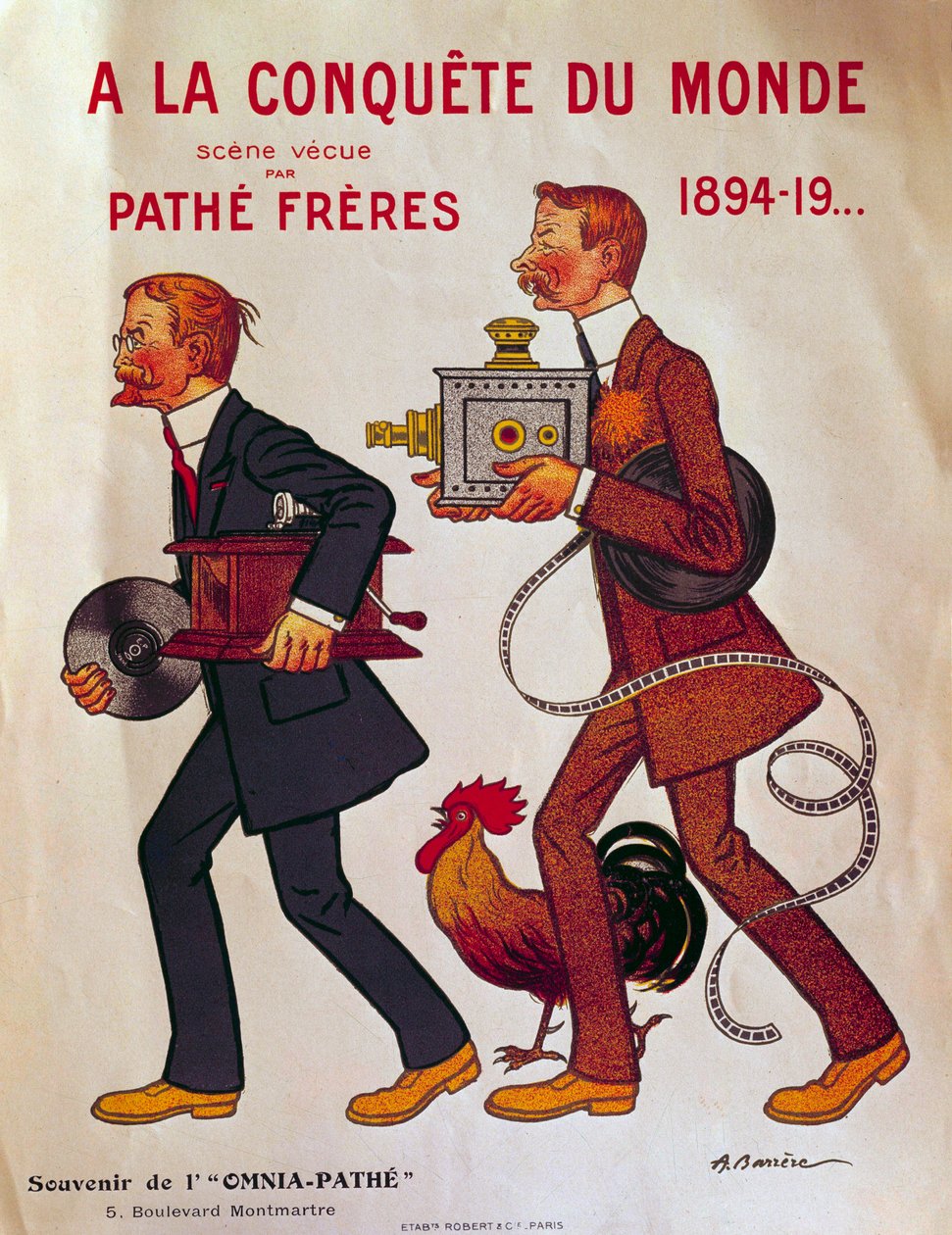 Poster about the Pathe brothers: A la conquete du monde. Charles Pathe ...