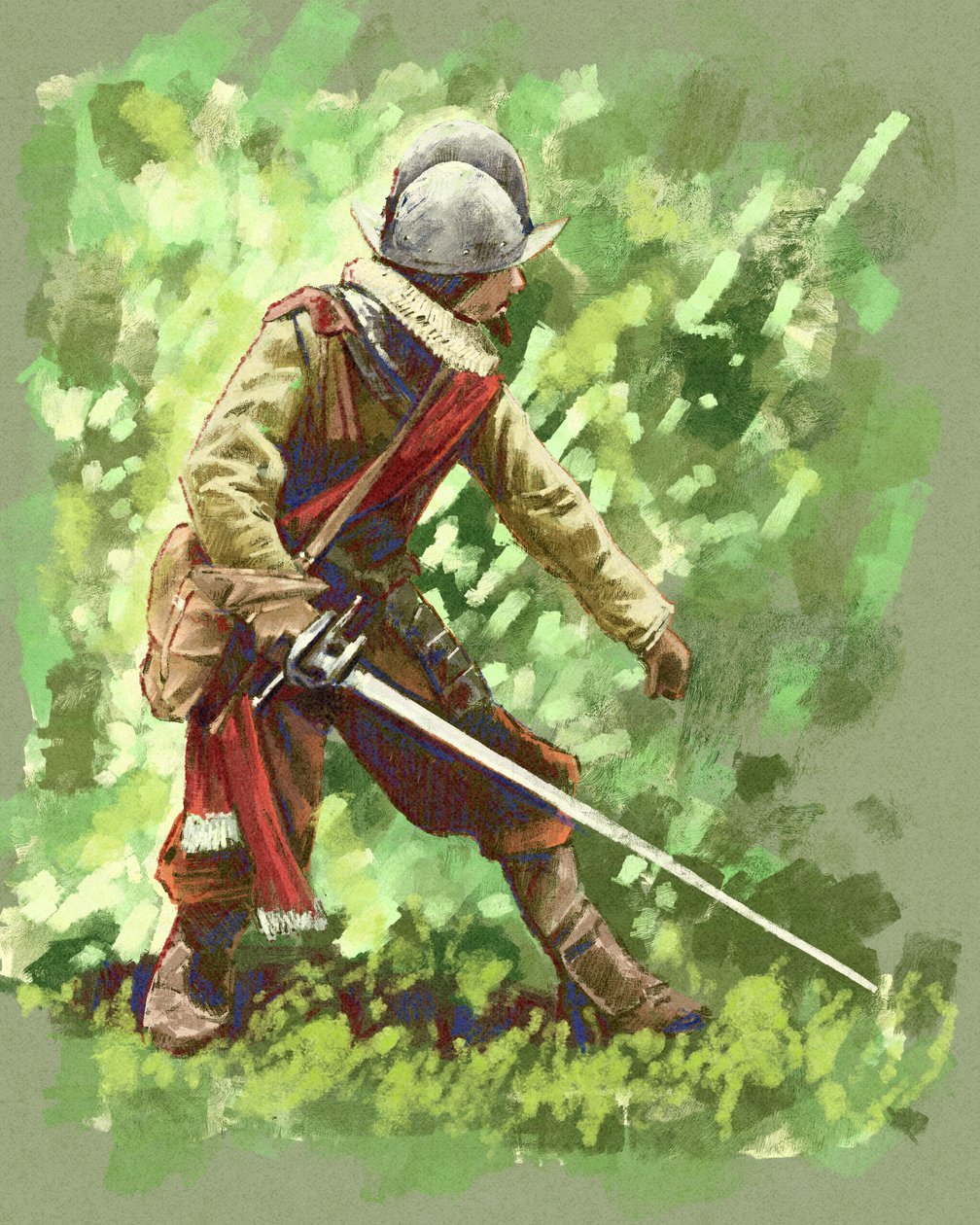 A 1600s Spanish conquistador soldier through the South American jungle