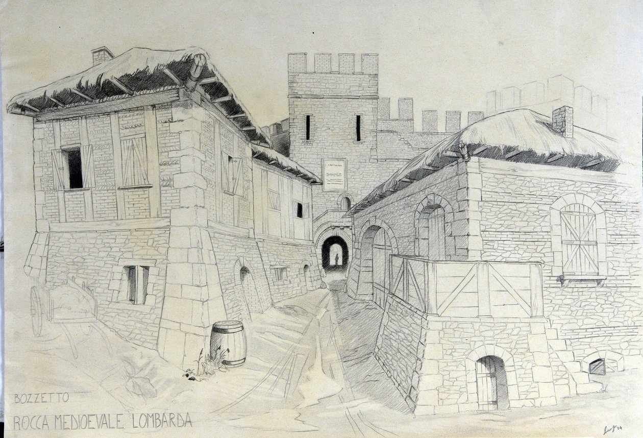 Architecture of the Middle Ages: view of the ramparts of a medieval ...