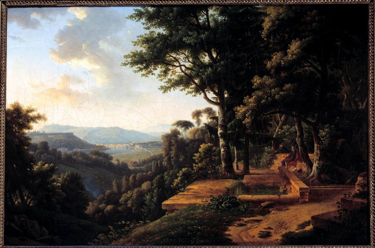 The philosopher Jean Jacques Rousseau meditating in 1770 in the Parc de ...