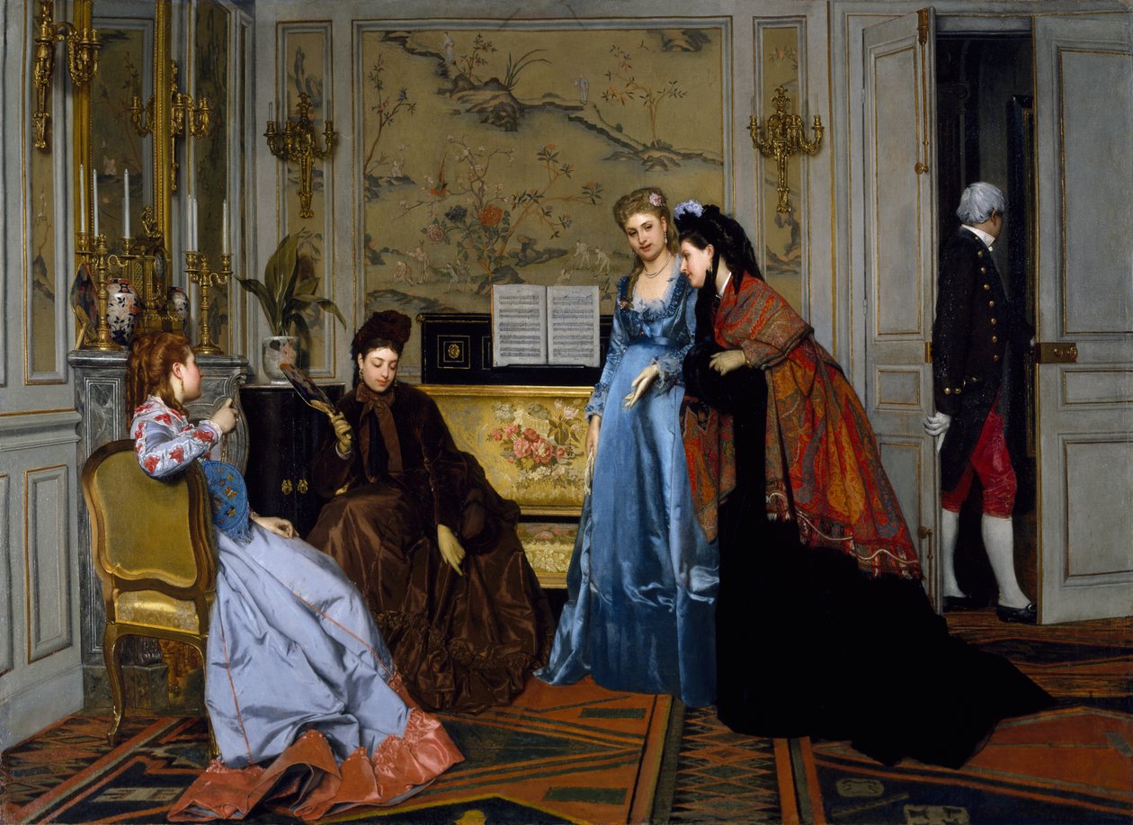 Elegant Figures in a Salon by Alfred Emile Stevens