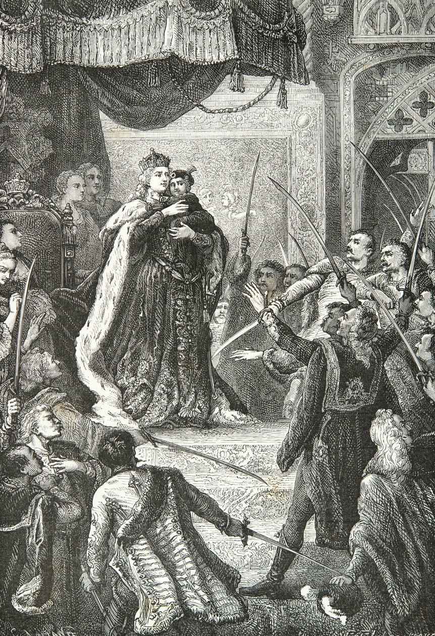 Maria Theresa of Austria with the future Joseph II in front of the ...