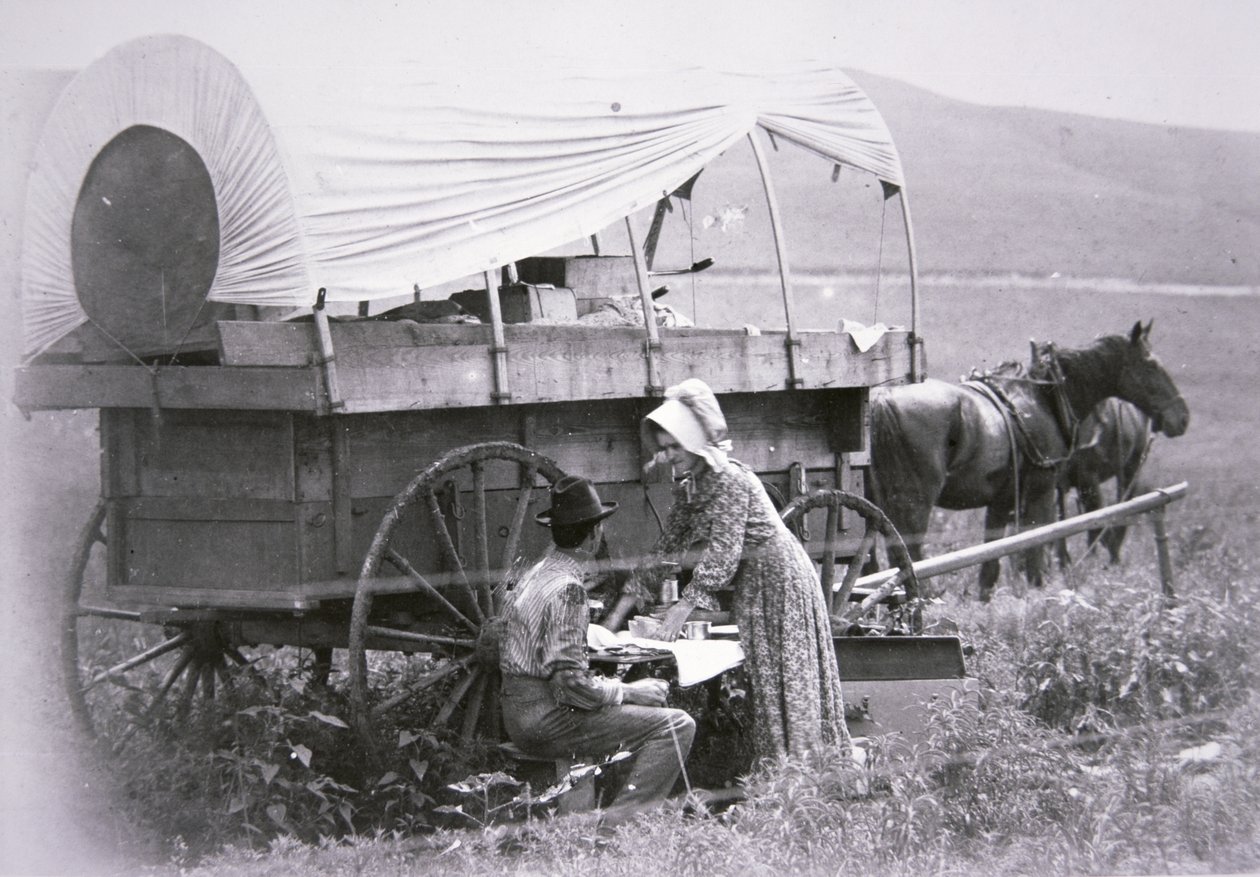 Pioneer Covered Wagon With Horses