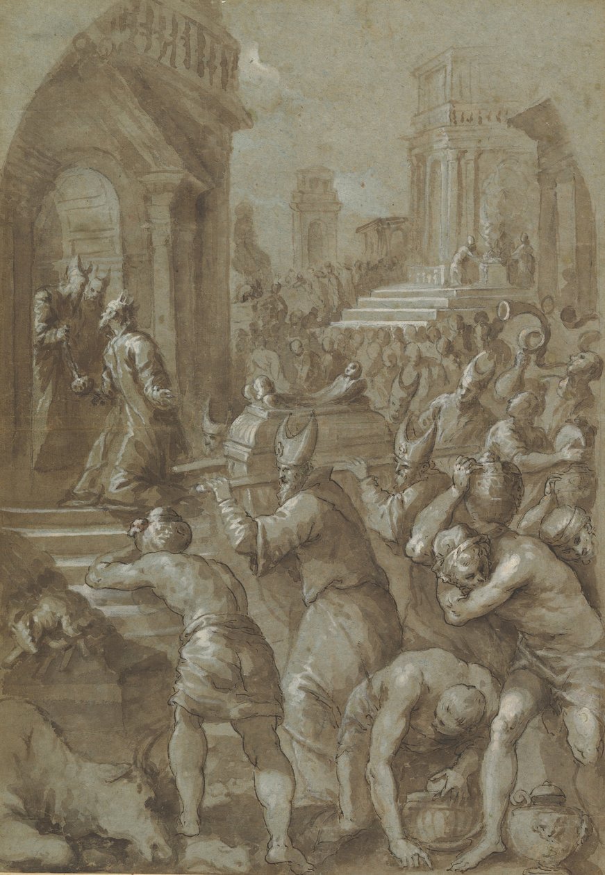 King Solomon Beholds the Ark of the Covenant Being Brought to the Temple