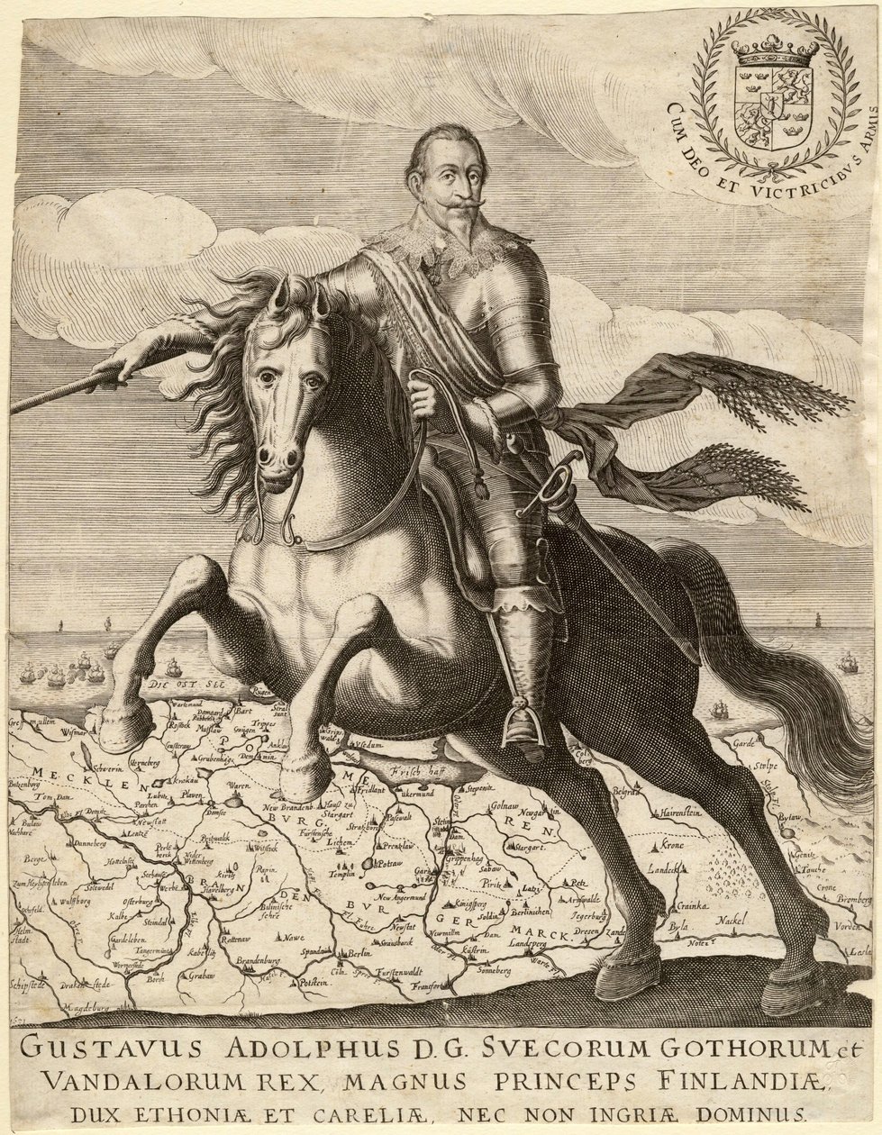 Gustavus Adolphus before the map of Pomerania