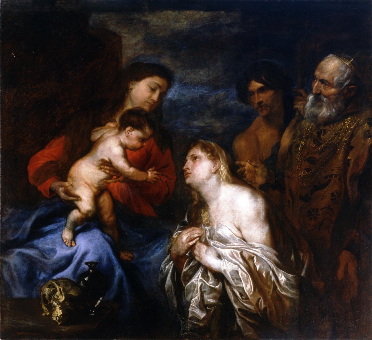 The Virgin and Child with the three repentant Sinners, Mary Magdalene ...