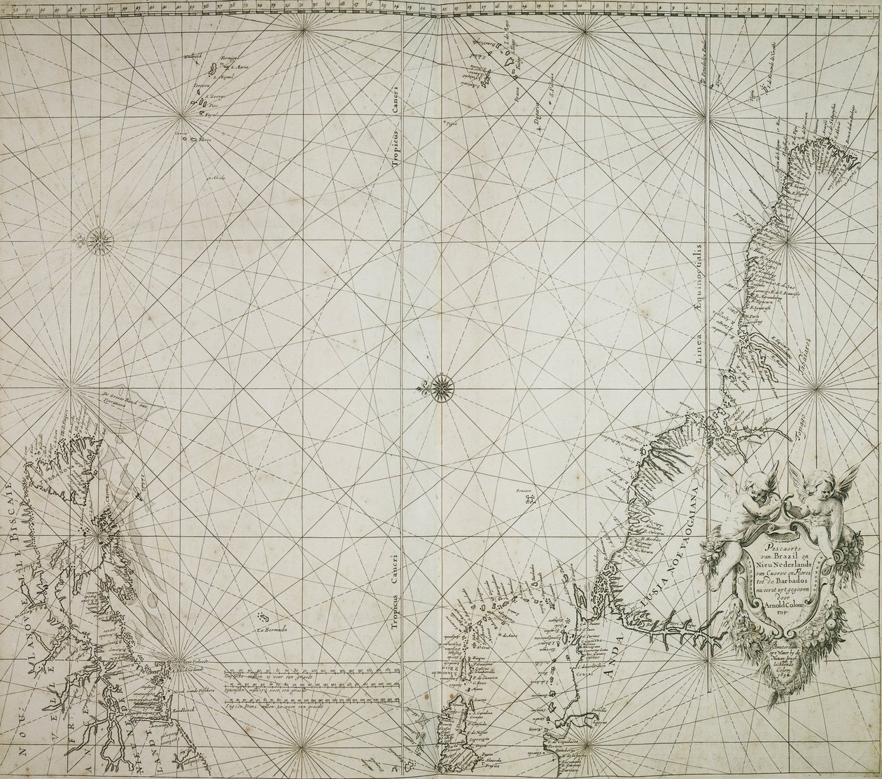 A chart of Brazil bound in Jacob Colom's 'Atlas of werelts-water-deel ...