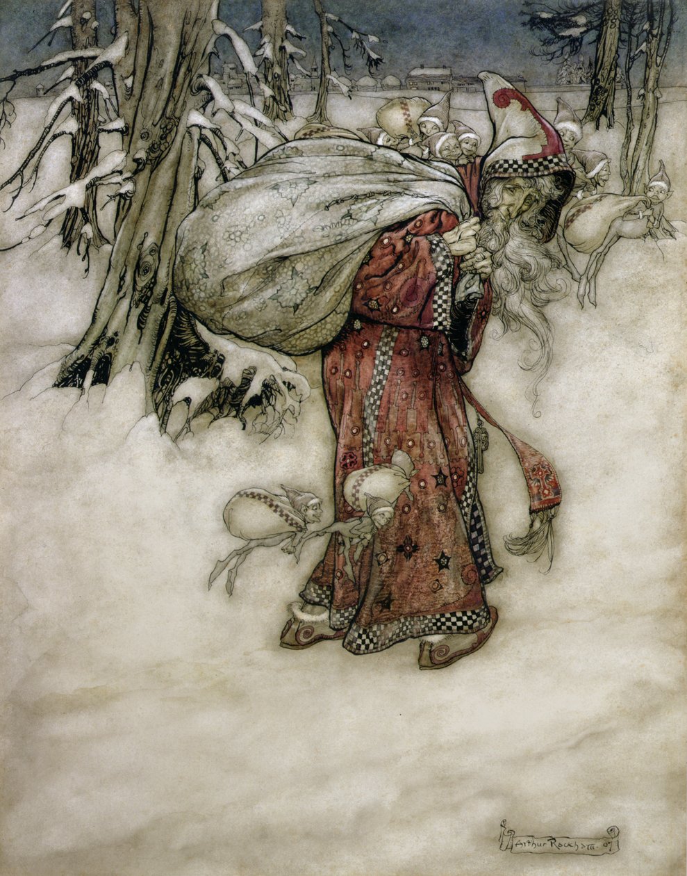 Santa Claus, illustration from Arthur Rackham's Book of Pictures, 1907 ...