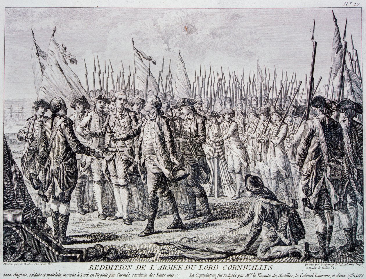 Lord Cornwallis Surrender of British Army at Yorktown (engraving)