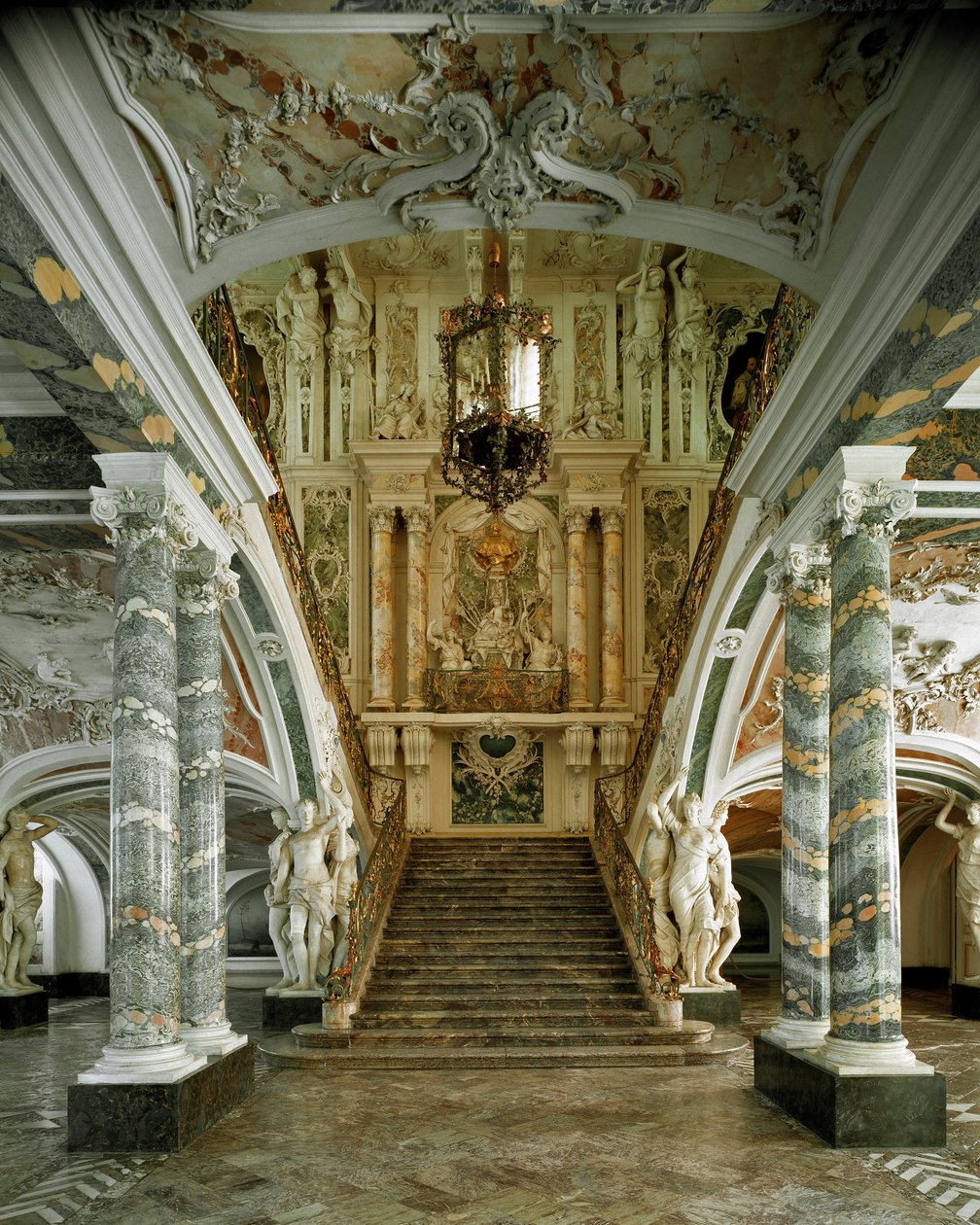 View of the Grand Staircase of Augustusburg Castle