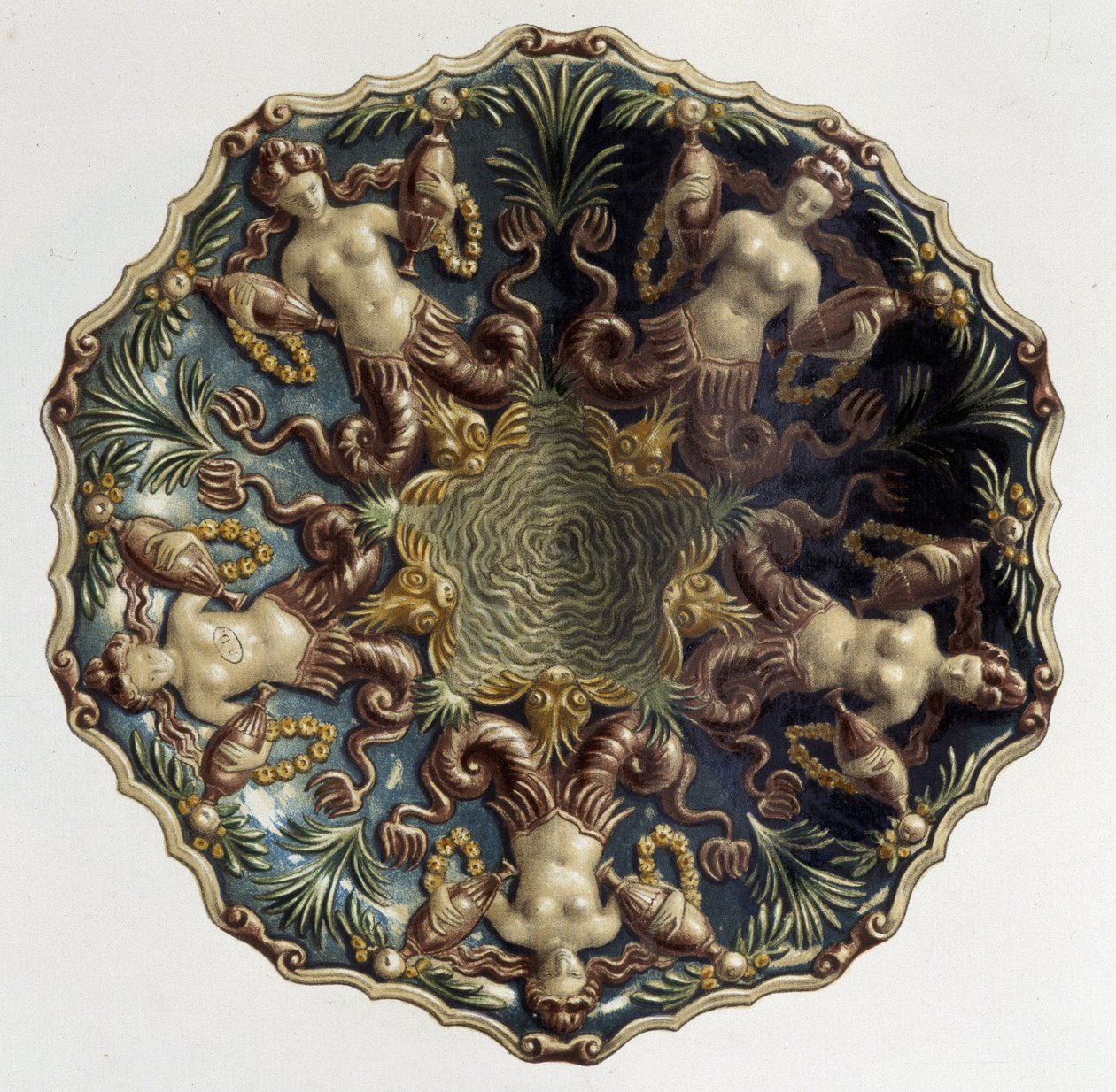 Dish with sirens - in "The work of Bernard Palissy" by C. Delange and C ...