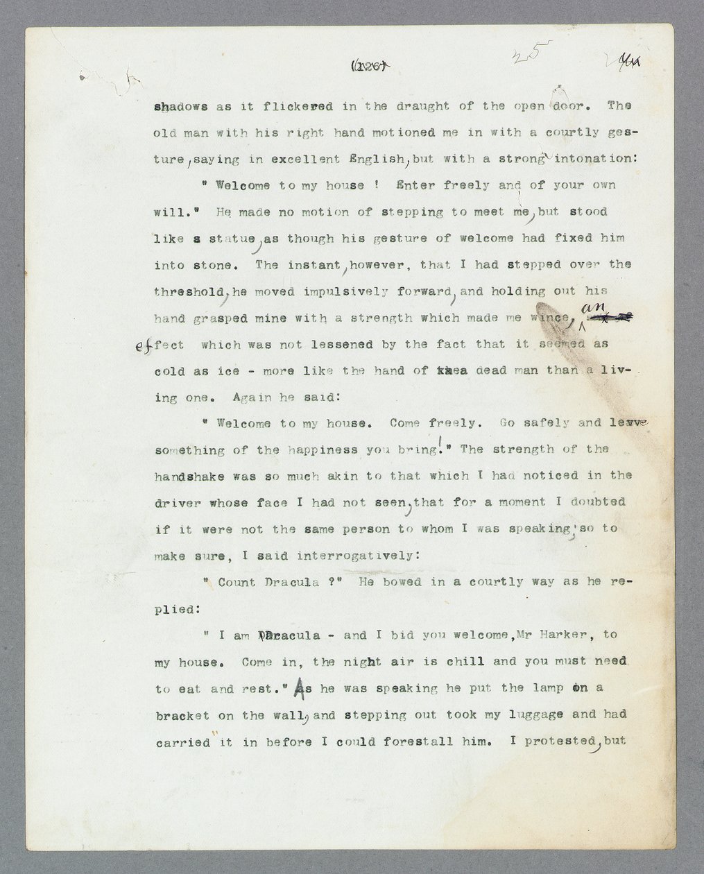 Bram Stoker's original typed manuscript of 'Dracula'