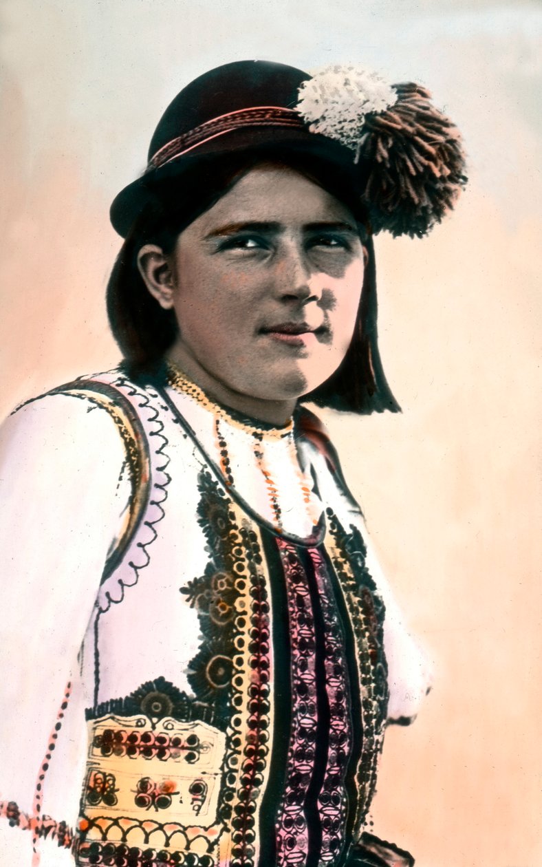 Portrait of a girl in traditional costume, image date: circa 1920, Carl ...