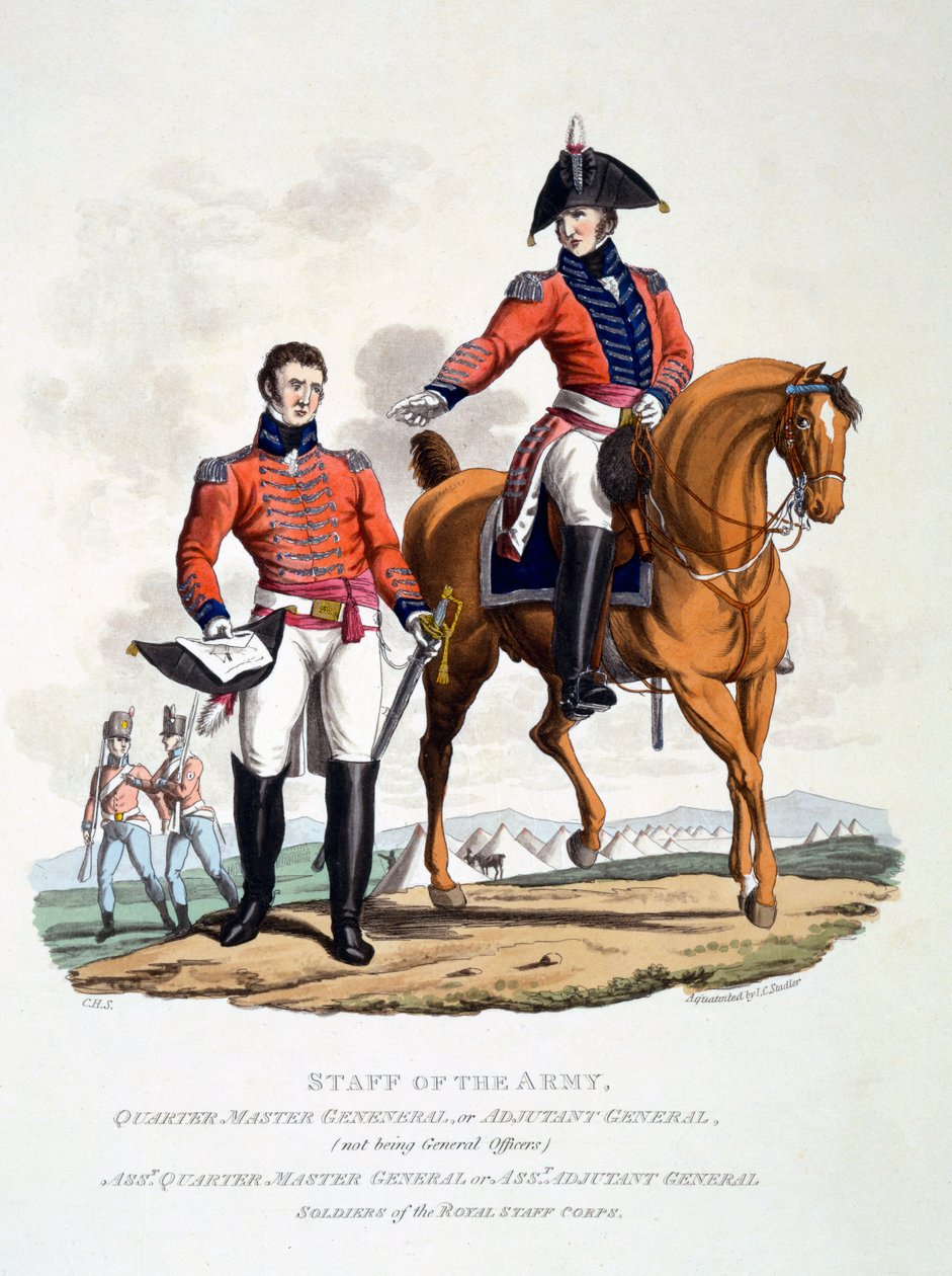 Uniforms of Soldiers of the Royal Staff Corps, from 'Costume of the British Empire, according to ...