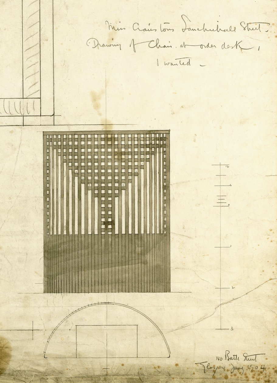 Design for the Order Desk Chair, Shown in Elevation and Plan