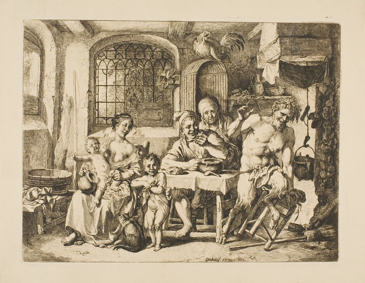 Satyr in a Peasant's House, in the Style of Jordaens