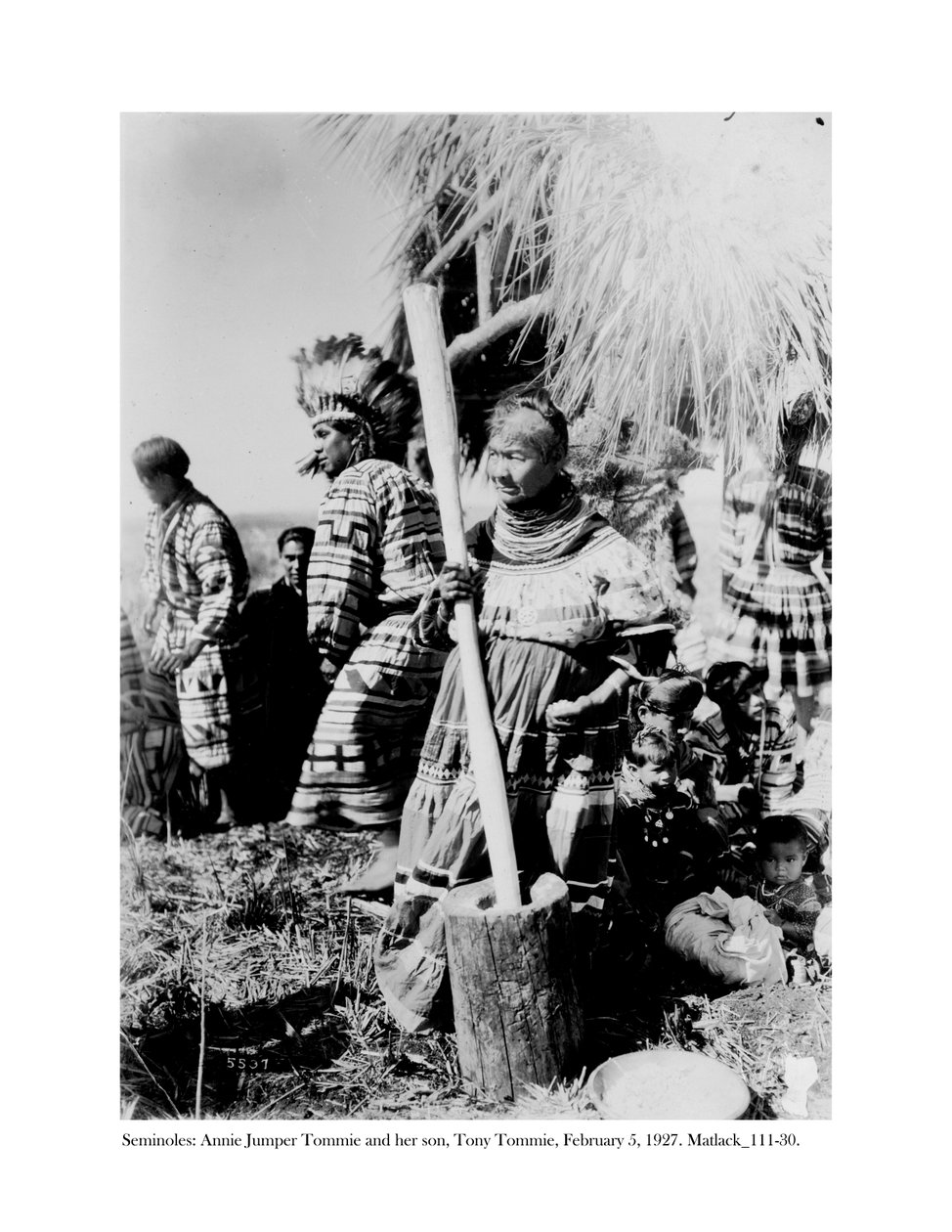 Annie Jumper Tommie Using a Mortar and Pestle to Make Cornmeal, and Her ...