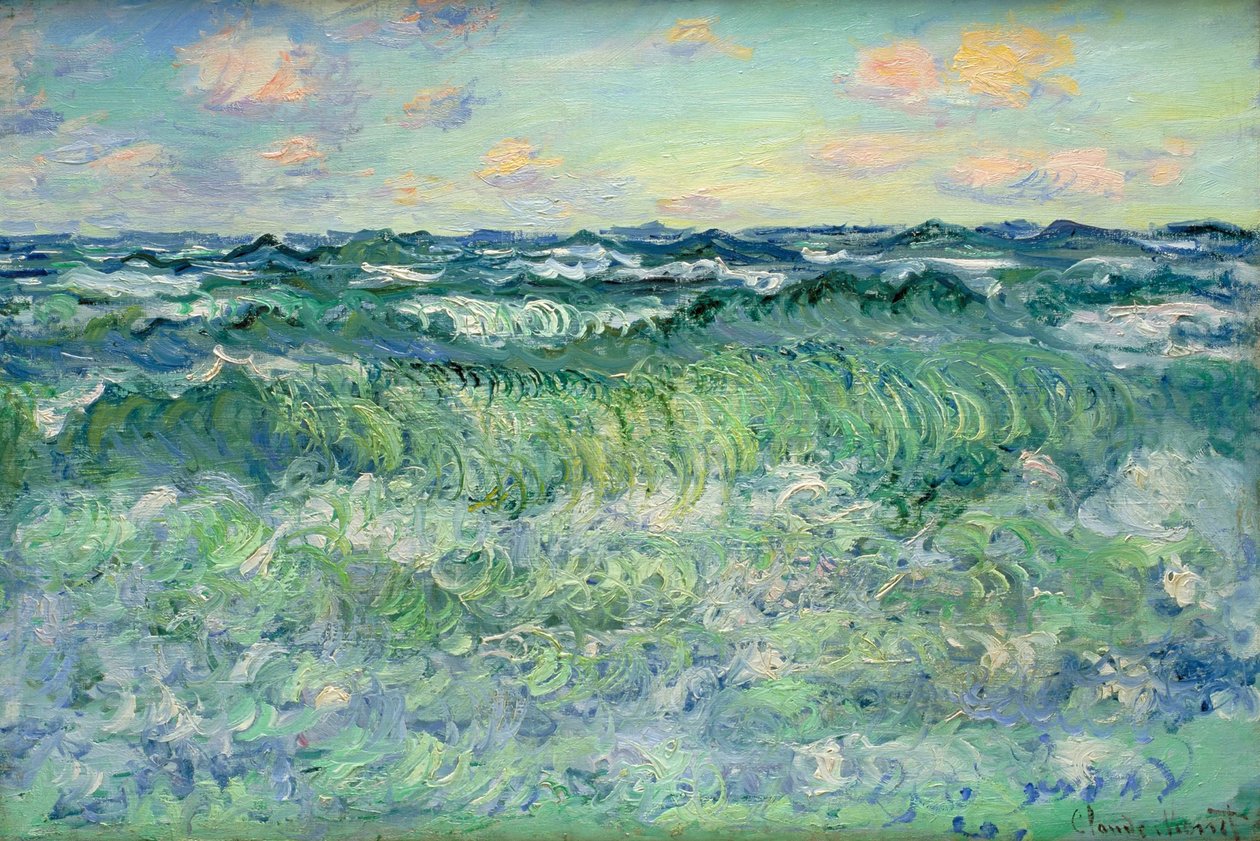Claude Monet Ocean Paintings Beach And Cliffs At Pourville Morning