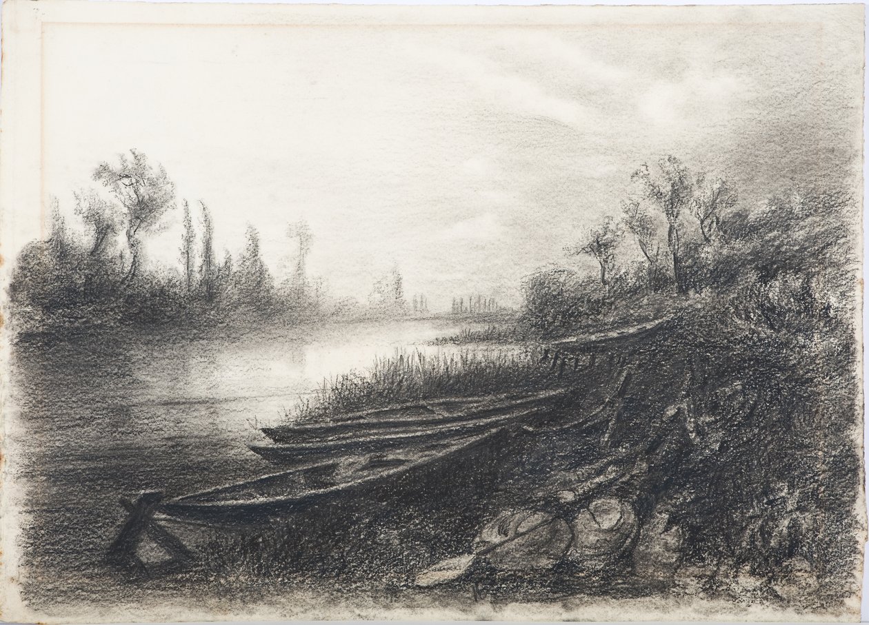 River Scene with Boats by Daniel Oliver: Fine art print