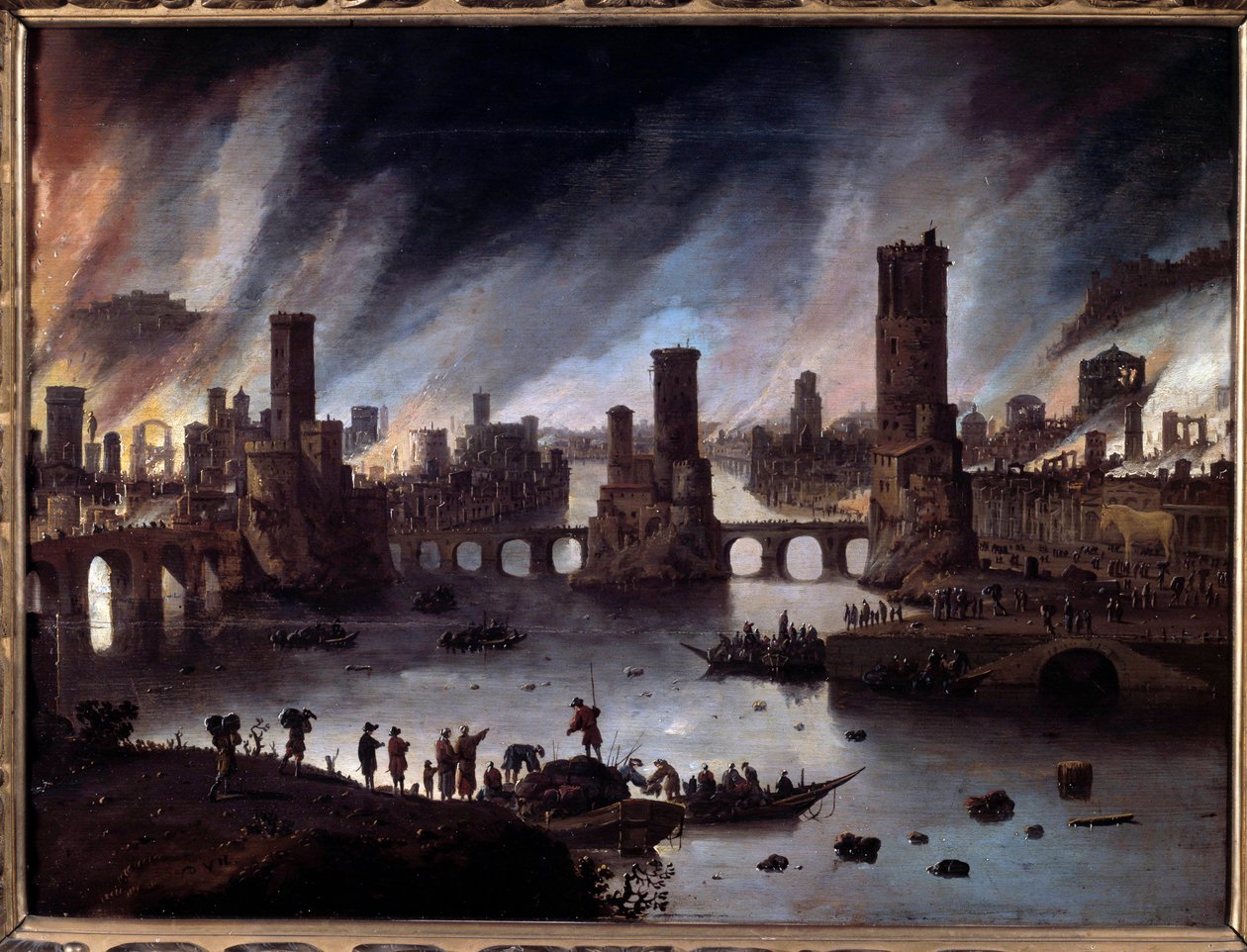 View of the Fire of Troy by Daniel van Heil
