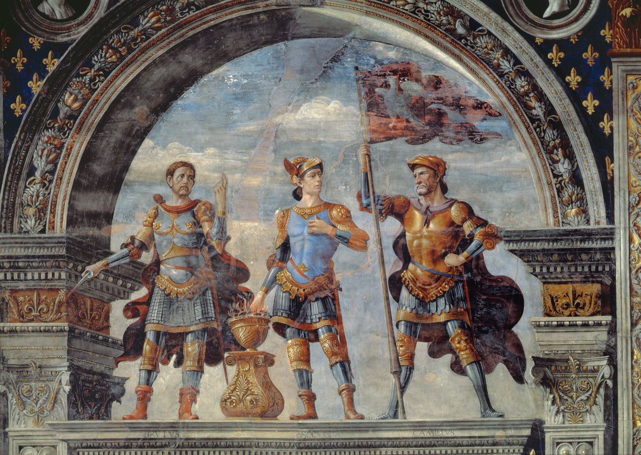 Brutus, Mucius Scaevola and Furio Camillo (detail)