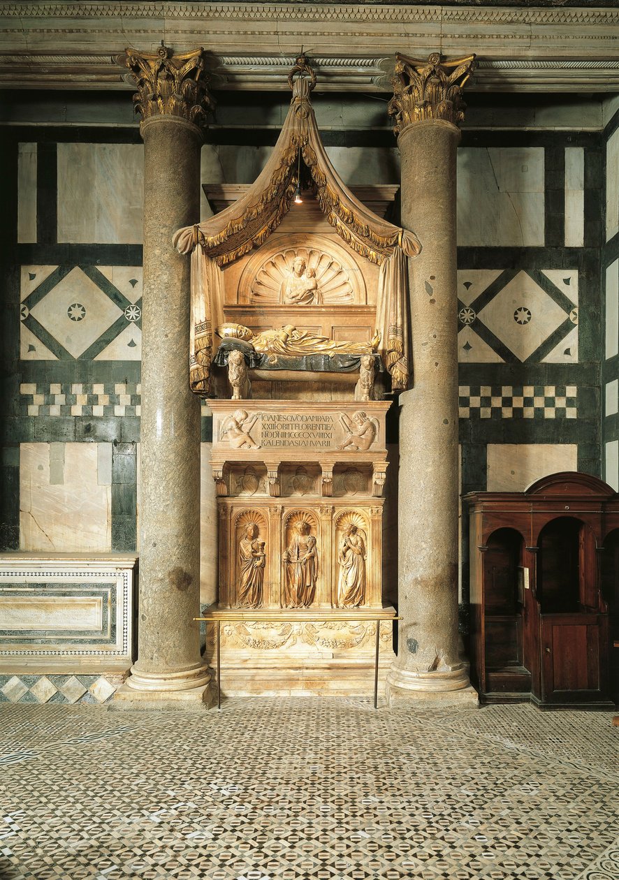 Marble tomb designed by Donatello and Michelozzo for Cardinal ...