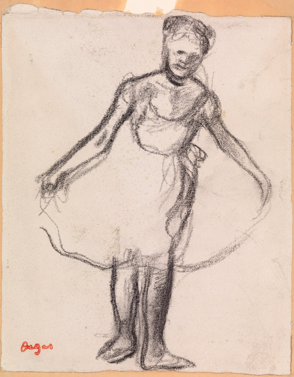 Standing Dancer Holding Tutu Skirt by Edgar Degas