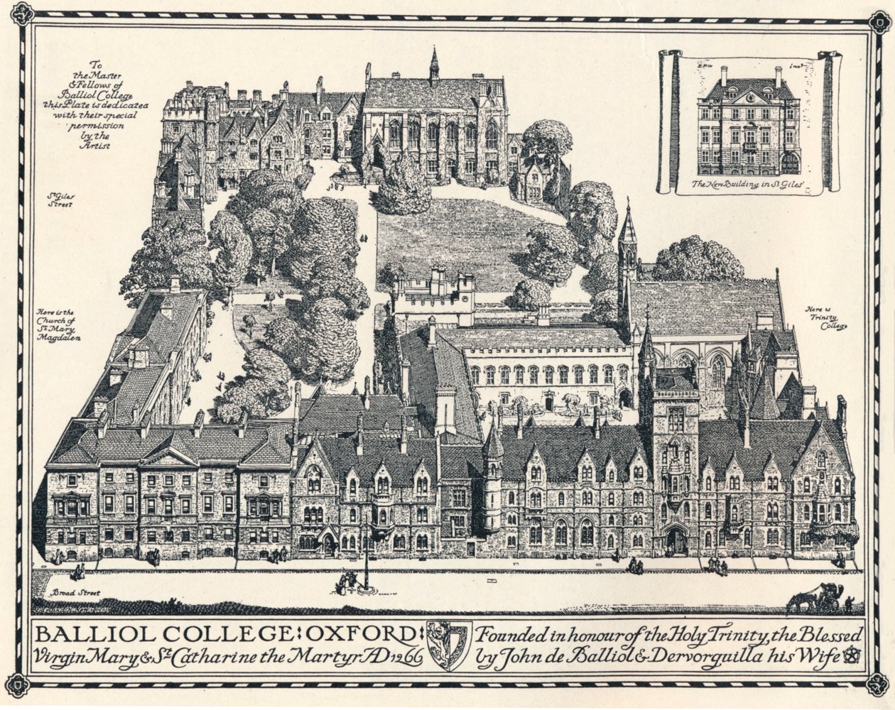 Balliol College, Oxford by Edmund Hort New: Fine art print