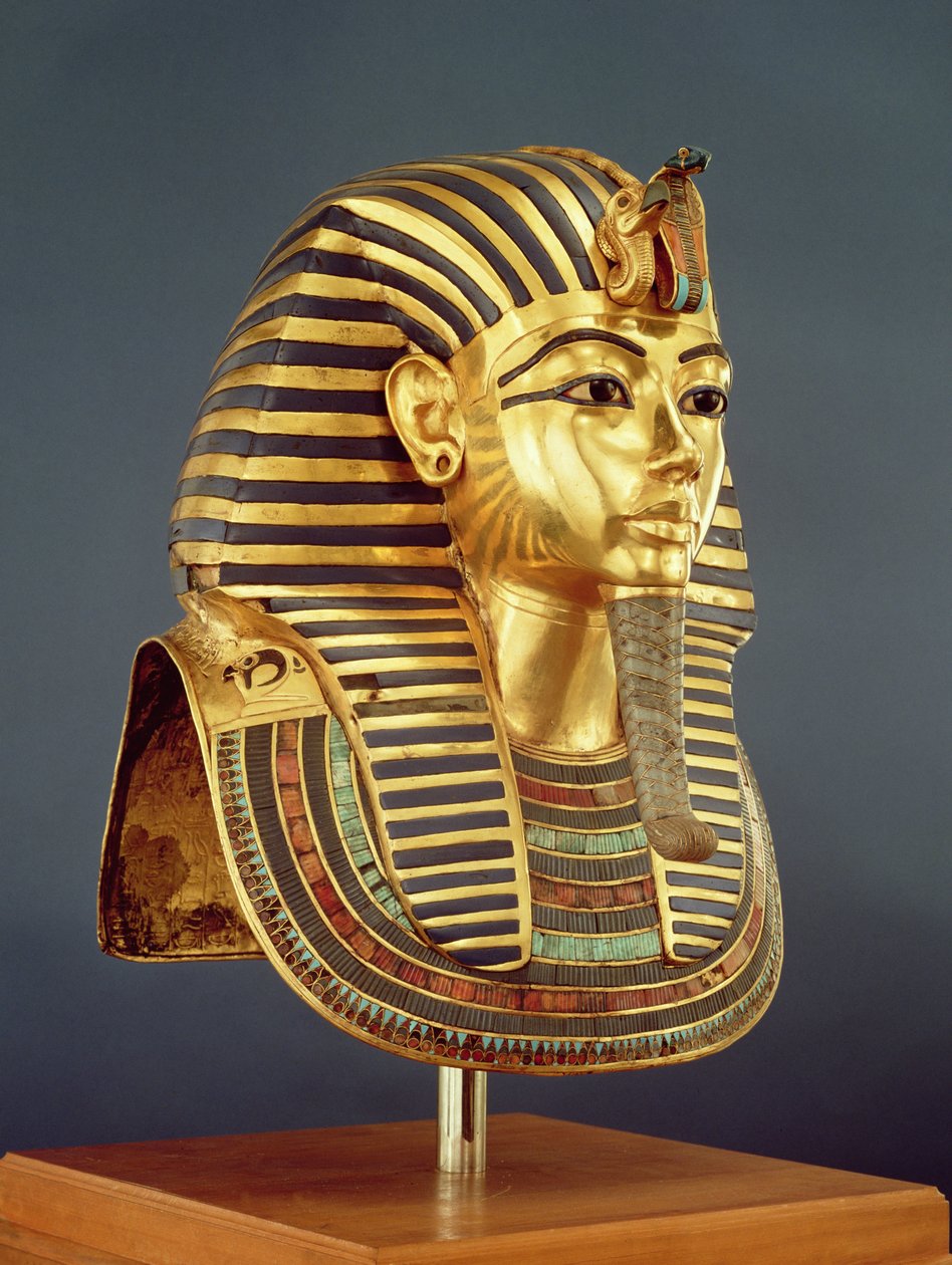 The funerary mask of Tutankhamun by Egyptian 18th Dynasty