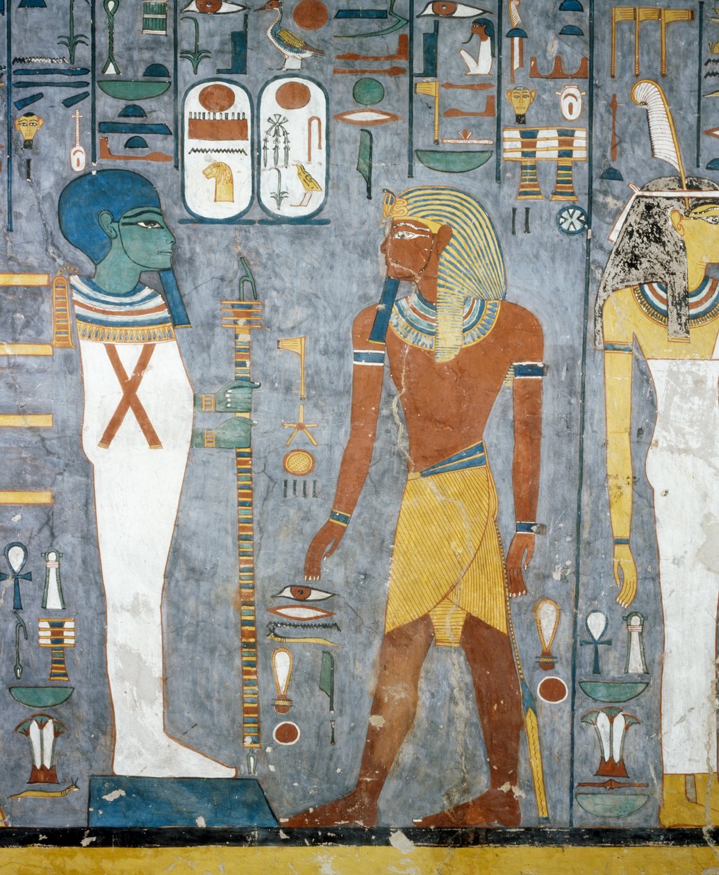 Maat, Ramesses I, Ptah and Osiris' Pillar, frescoes from burial chamber ...