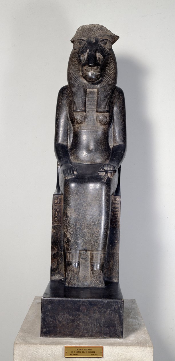 Egyptian antiquity: the lioness deity Sekhmet with the cartridge of ...