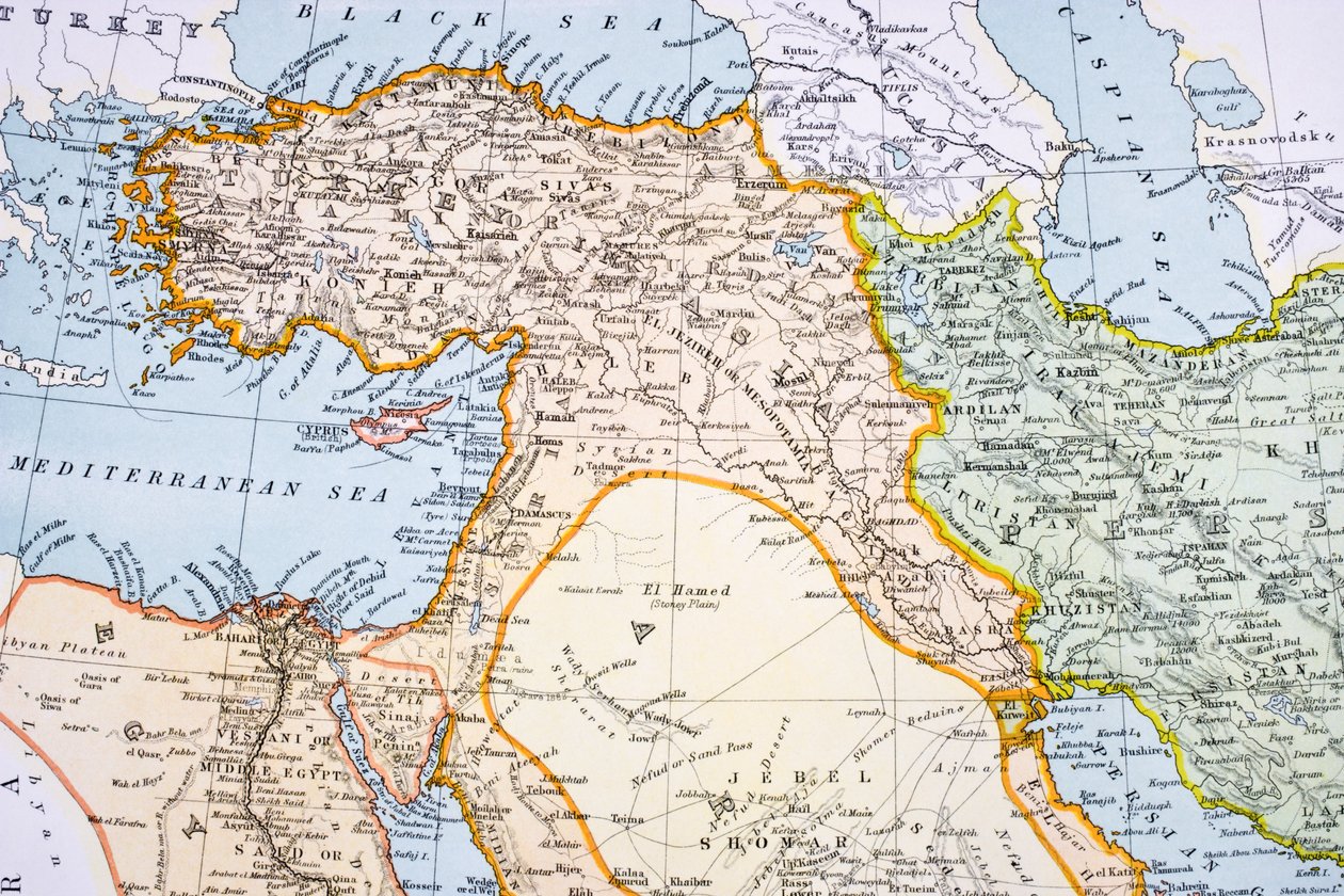 Partial Map of Middle East in the 1890s, from 'The Citizen's Atlas of ...