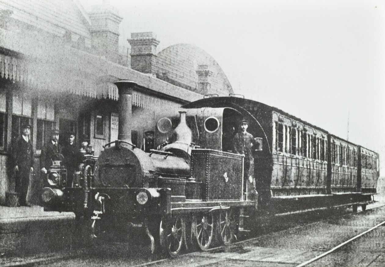 South Dock Station: a four wheel coupled tank locomotive at the station