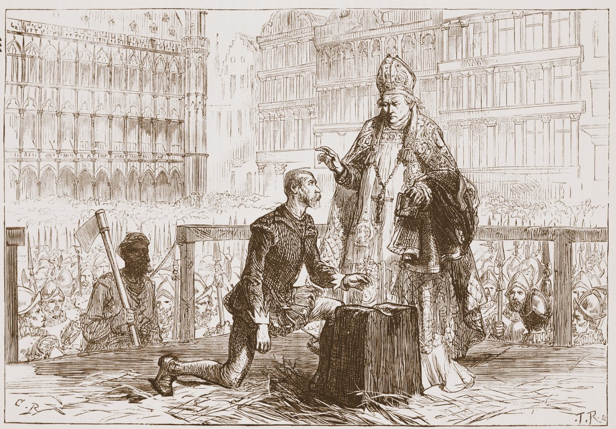 Count Egmont on the Scaffold Before His Execution, Illustration from ...