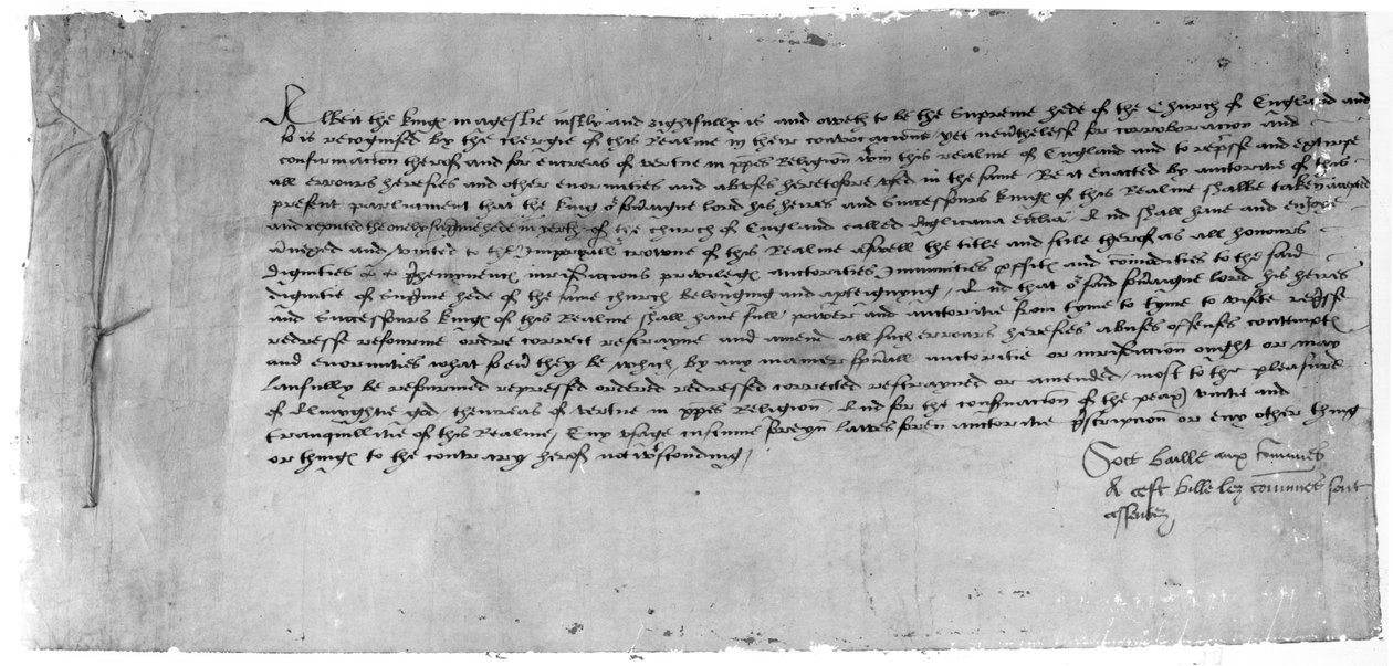 The Act of Supremacy recognising Henry VIII as the head of the Church ...