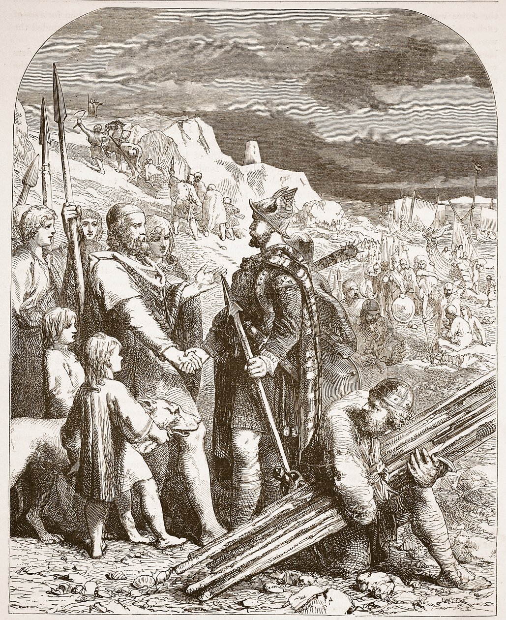 Treaty of Hengist and Horsa with Vortigen, illustration from Cassell's Illustrated History of ...