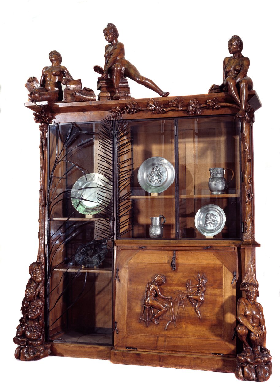 Furniture: Bookcase of Walnut and Wrought Iron made by Francois Hubert ...