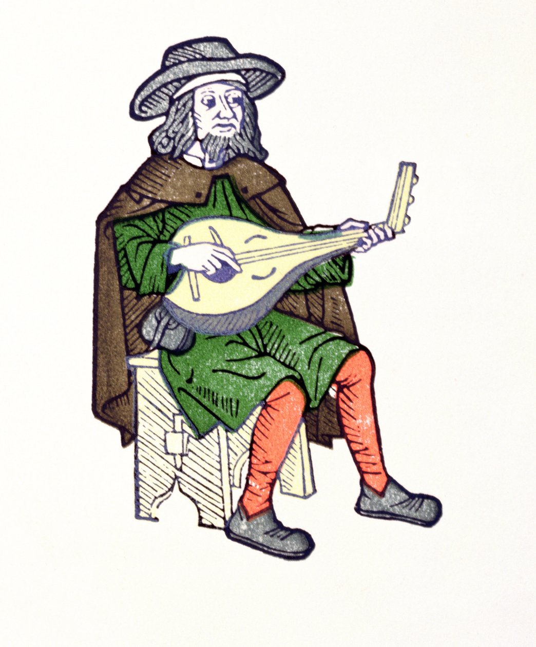 A Troubadour playing lute, from the early 13th century chantefable ...