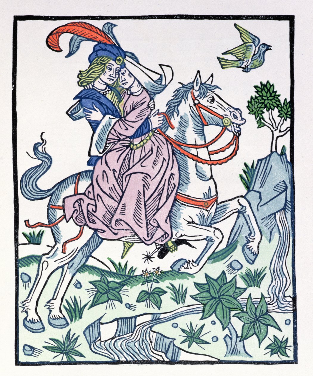 Aucassin and Nicolette on a horse, from the early 13th century ...