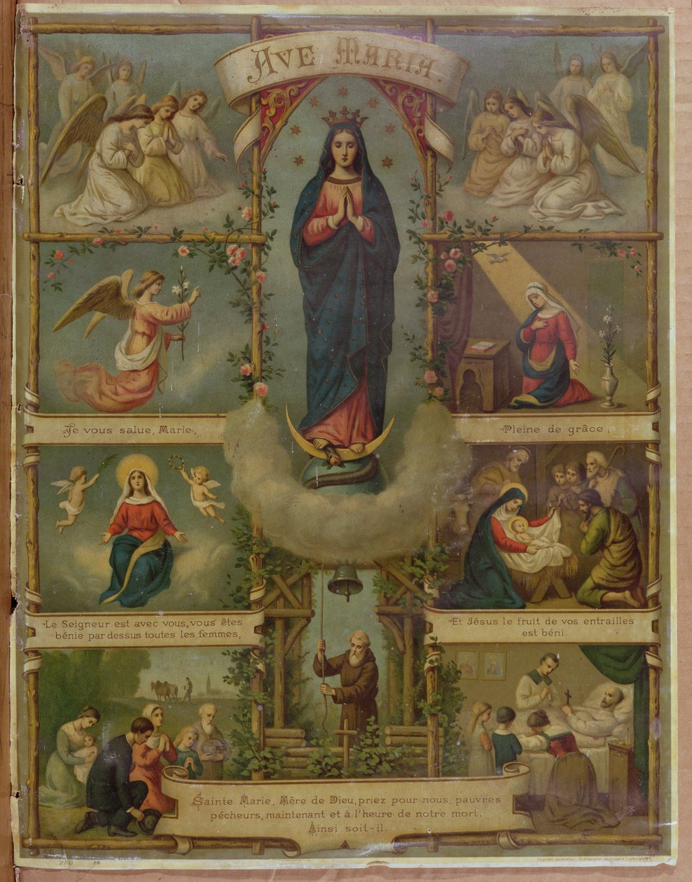 Ave Maria Prayer Card by French School: Buy fine art print