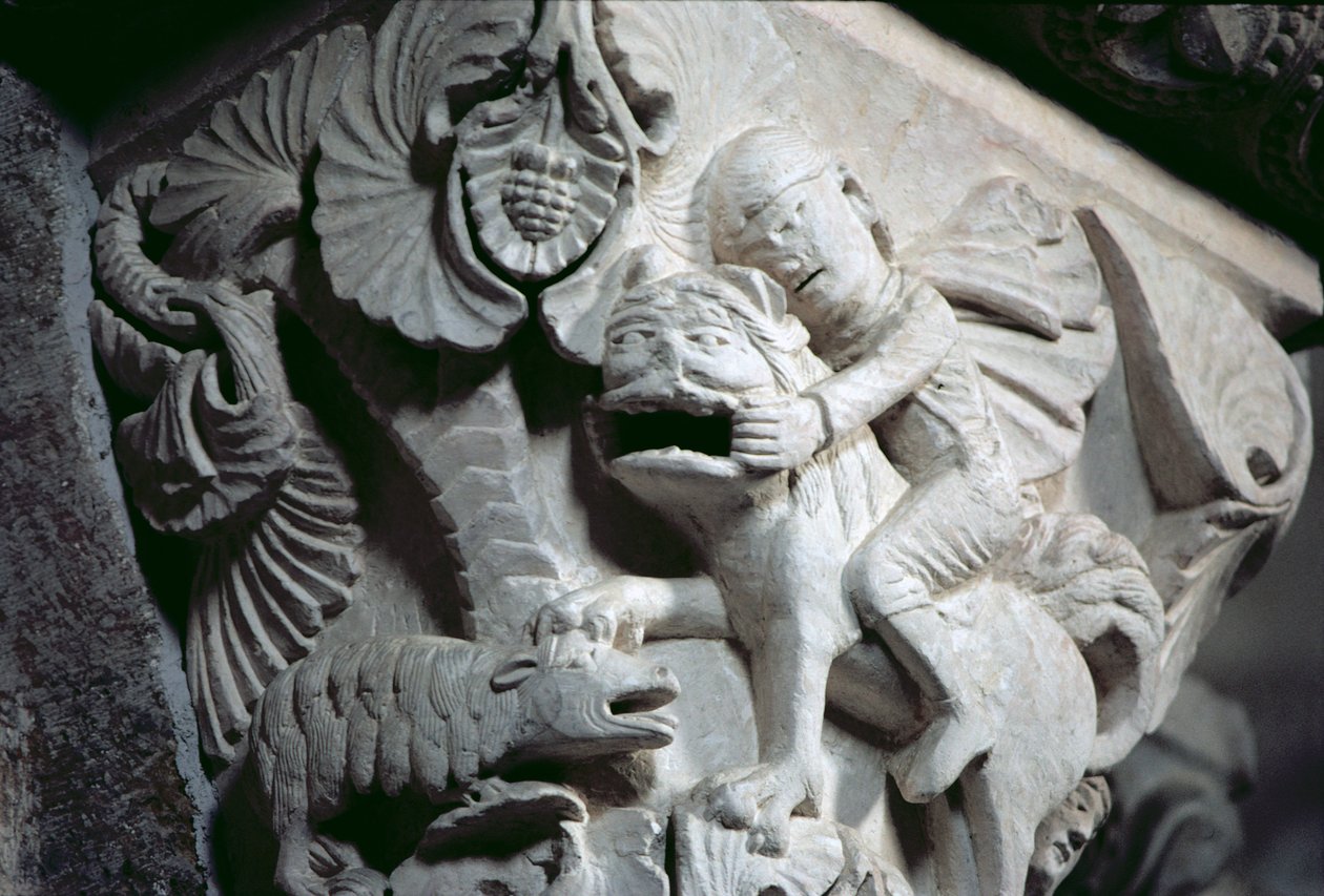 David Slaying the Lion (detail) by French School
