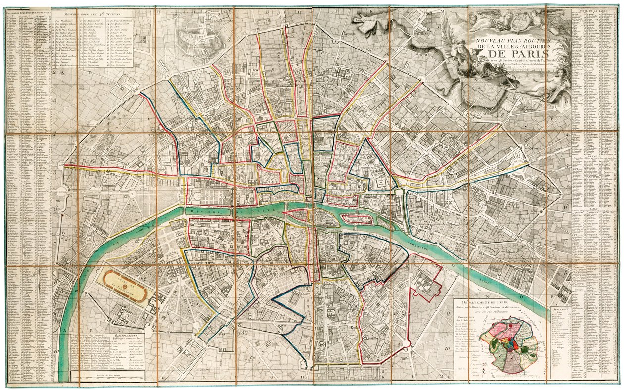 Map of Paris by French School: Premium art reproduction