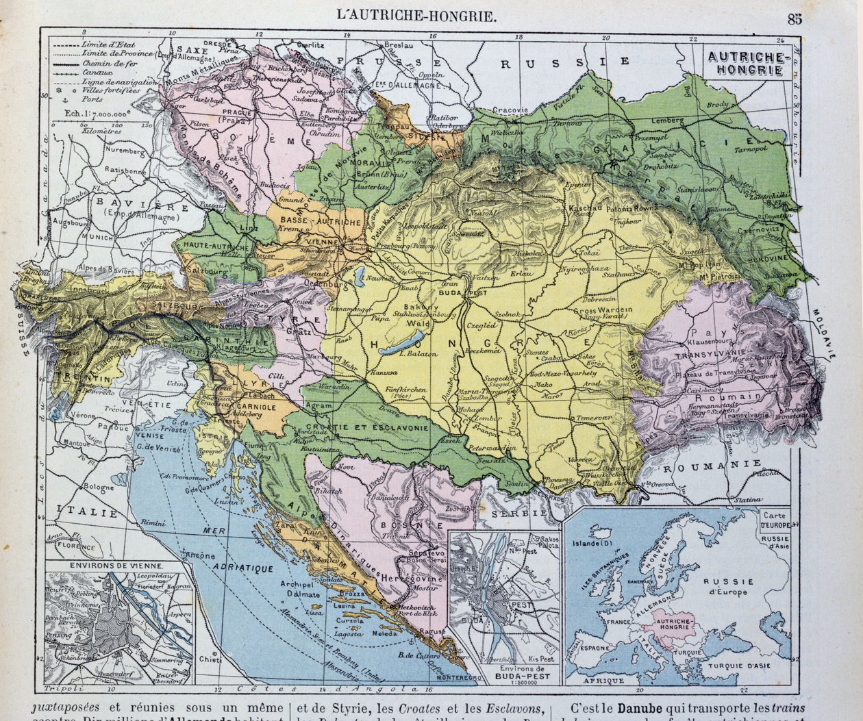 Map of the Austro-Hungarian empire, illustration from a French ...