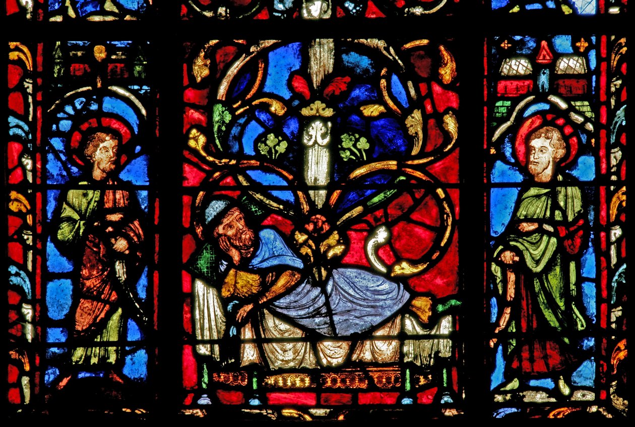 Jesse and Two Prophets on the Tree of Jesse (Window W0)