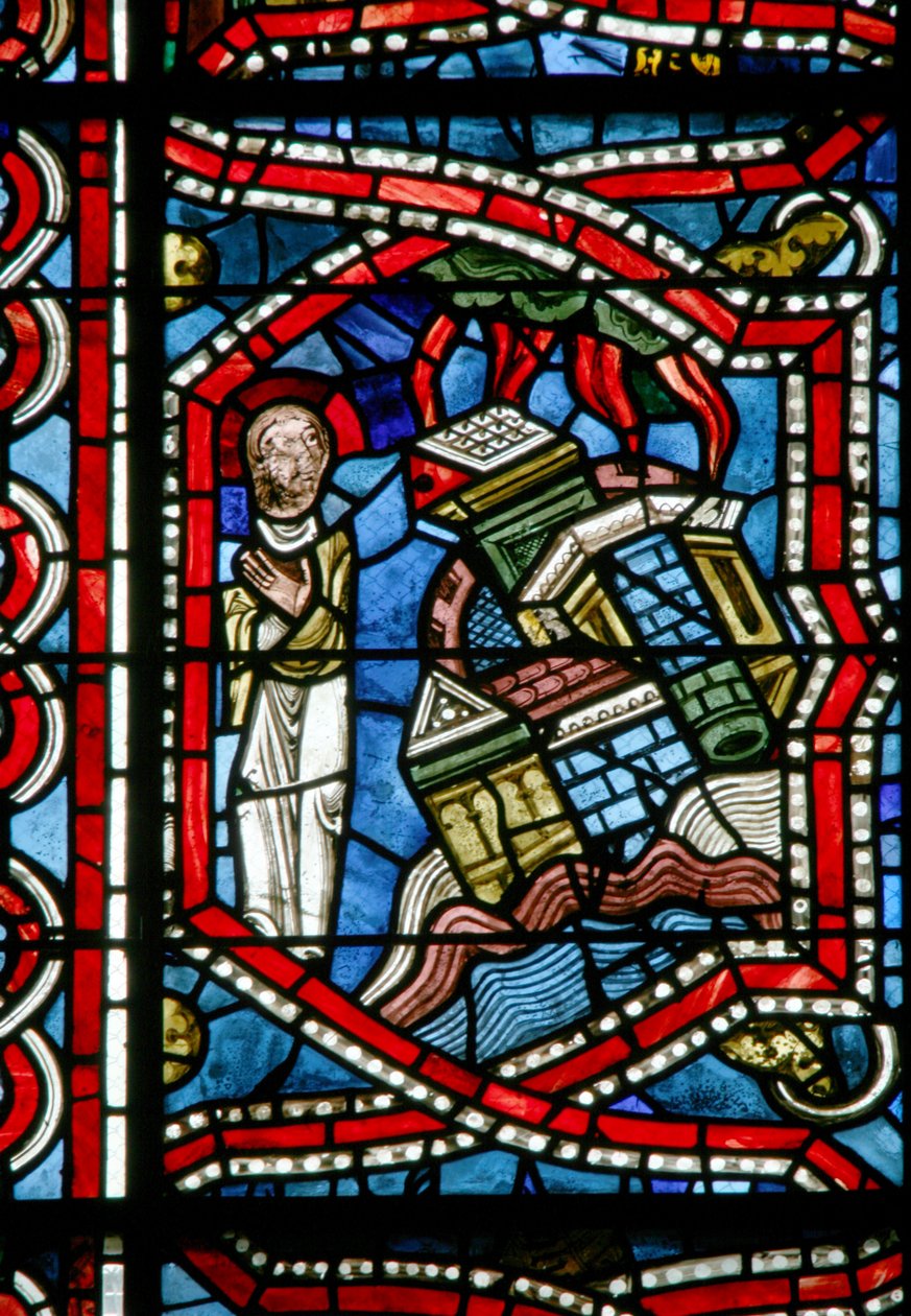 Window depicting Lot's wife looks back at the destruction of the city