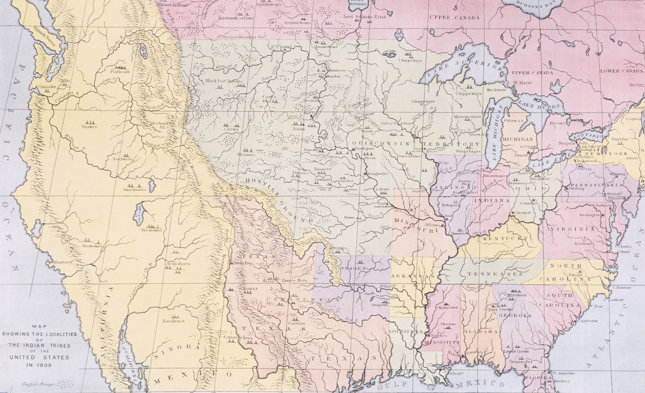 Map showing the localities of the Indian tribes of the US in 1833 ...