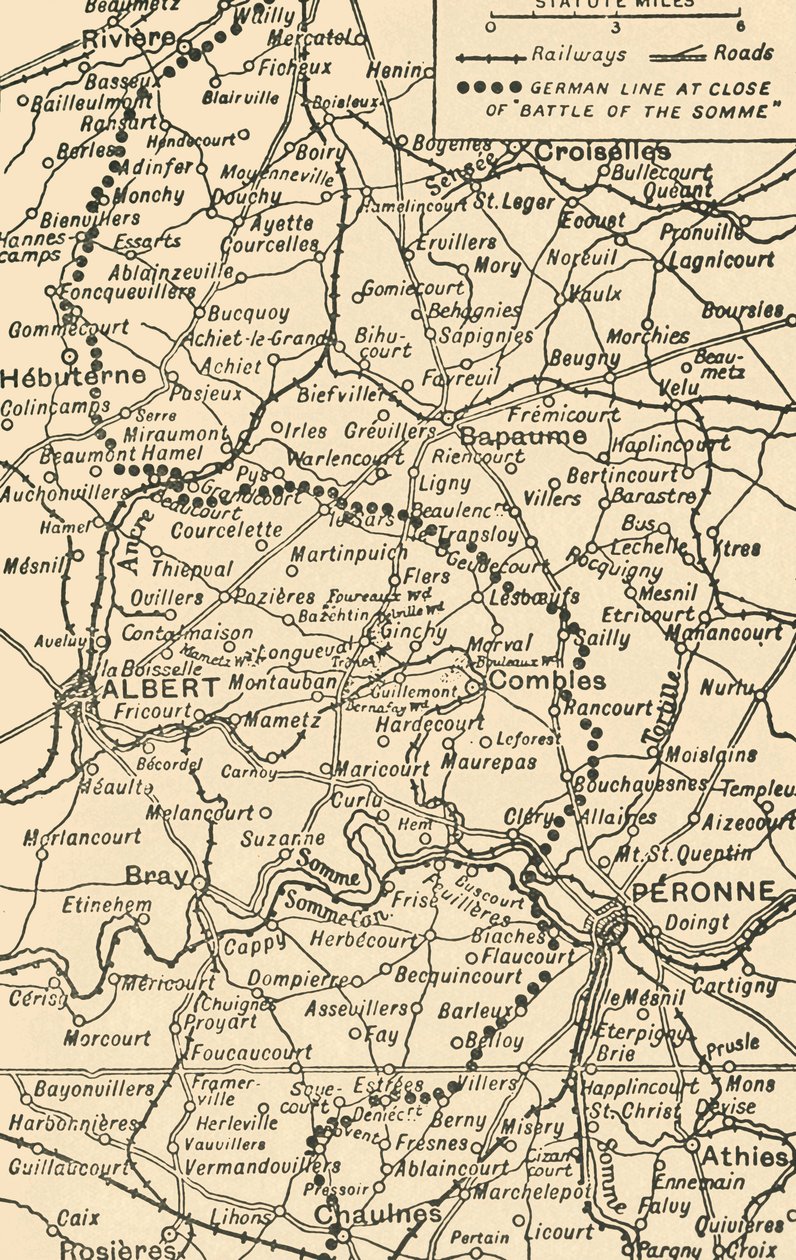Map to Illustrate the Battle of the Somme