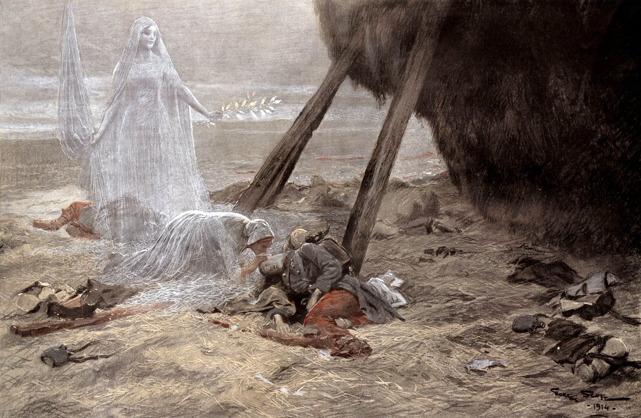 Two White Women Appearing to a Dying Soldier